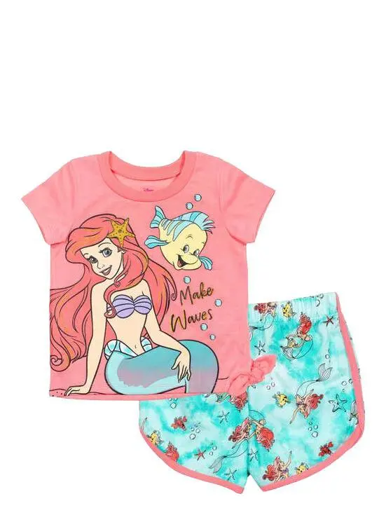 Disney Princess T-shirt & Shorts Set - Princess Ariel Pink Pink