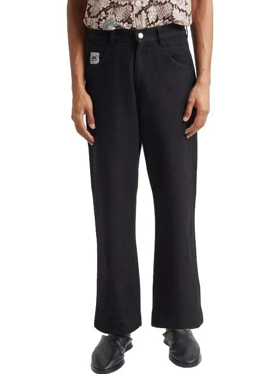 BODE Embroidered Denim Knolly Brook Trousers - Black