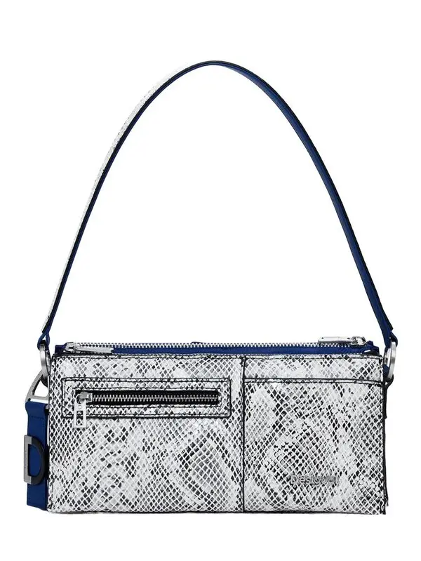 Desigual Two-tone Snake Embossed Shoulder Bag - Dark Blue