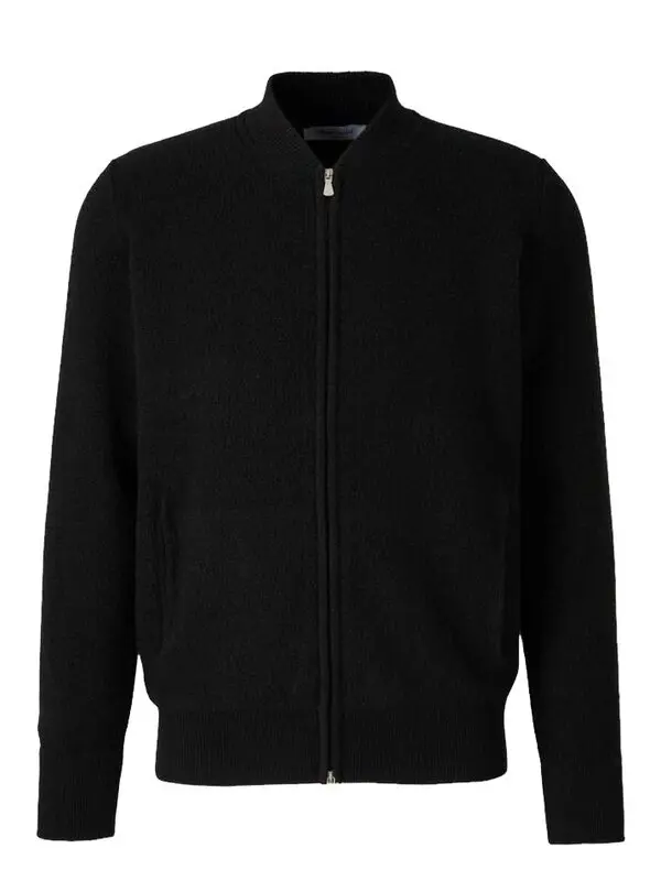 GRAN SASSO Zip Wool Cardigan - Black