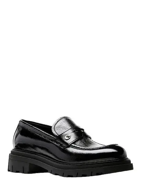La Canadienne Doe Waterproof Platform Penny Loafer - Black Patent Leather