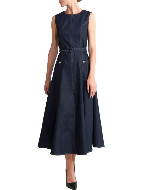 FREEMARKET A-line Denim Midi Dress - Dark Denim