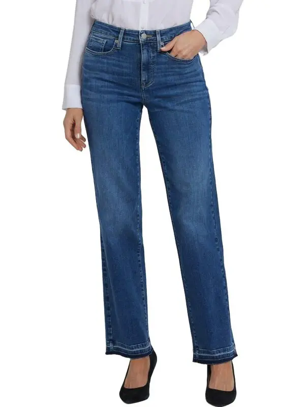 NYDJ Bailey Release Hem High-waist Straight-leg Jeans - Opera Blue