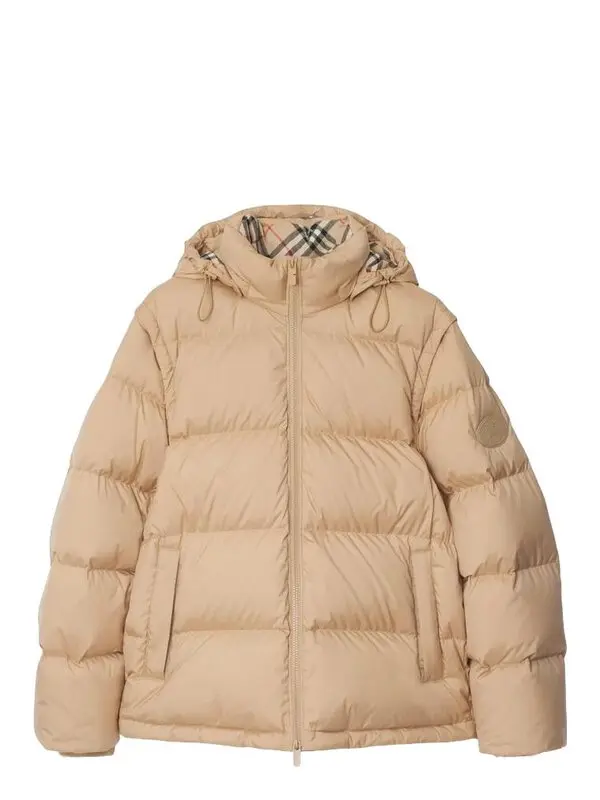 Burberry Flax Jacket With Detachable Sleeves - Beige