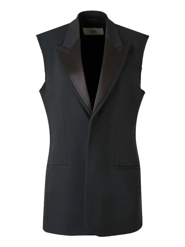 Ami Wool Dress Vest - Black