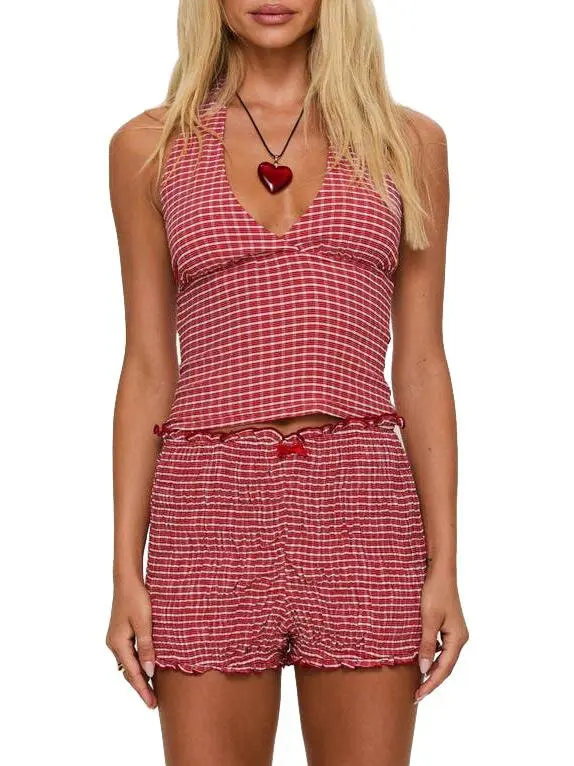 Princess Polly Whimsy Gingham Halter Top - Red Gingham