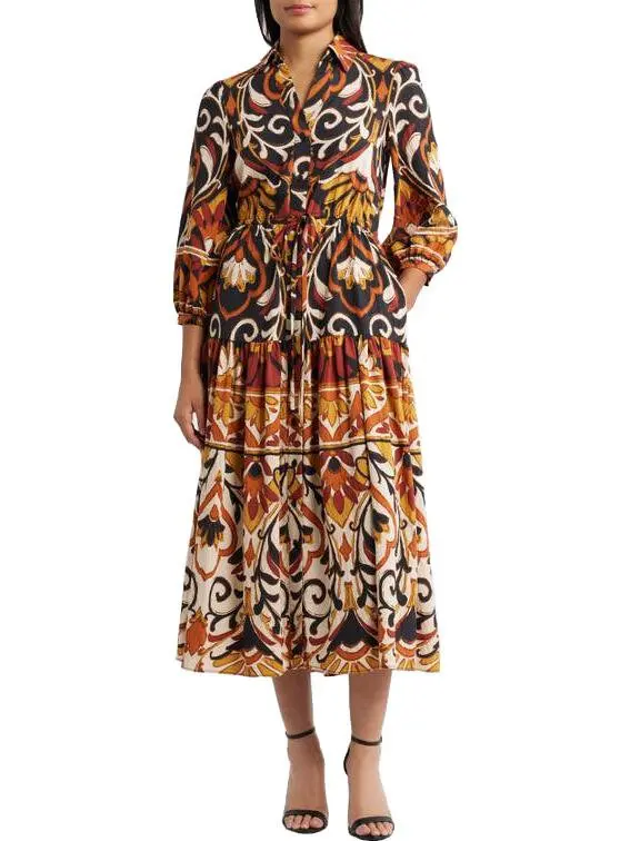 Julia Jordan Geo Print Shirtdress - Brown/black Multi