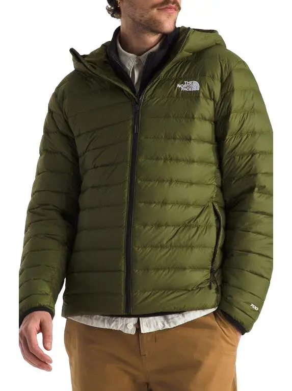The North Face 700 Fill Power Down Hooded Jacket - Woodland Green