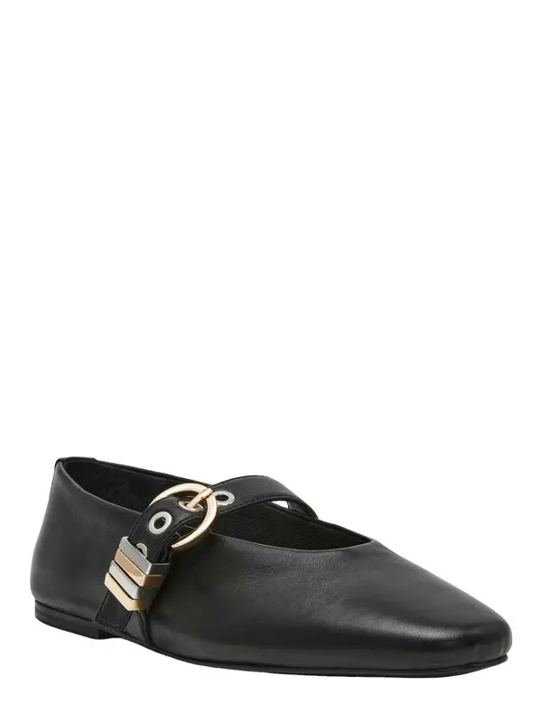 Steve Madden Lucia Mary Jane Flat - Black Leather