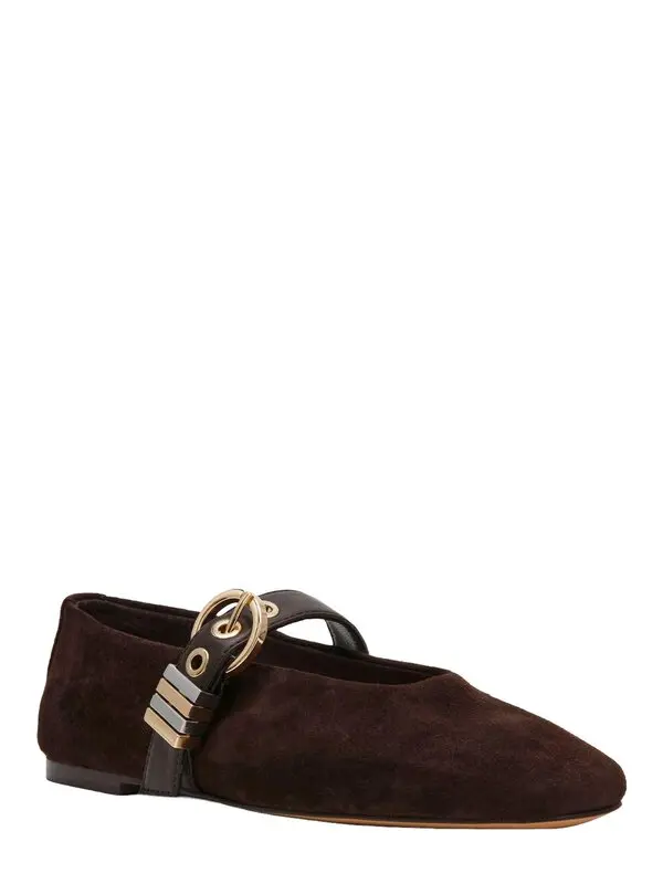 Steve Madden Lucia Mary Jane Flat - Brown Suede