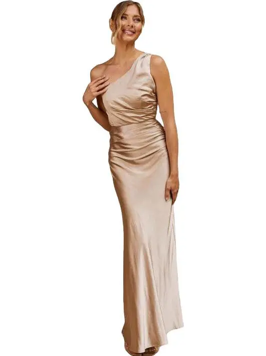 SIX STORIES One-shoulder Satin Maxi Dress - Champange