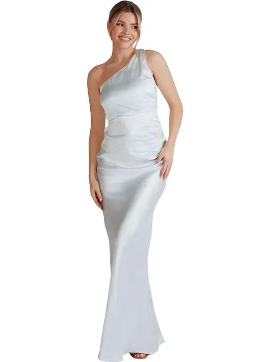 SIX STORIES One-shoulder Satin Maxi Dress - Ice Blue