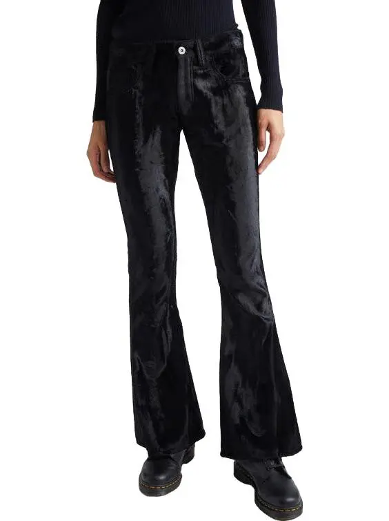 Junya Watanabe Faux Fur And Leather Flare Pants - Black