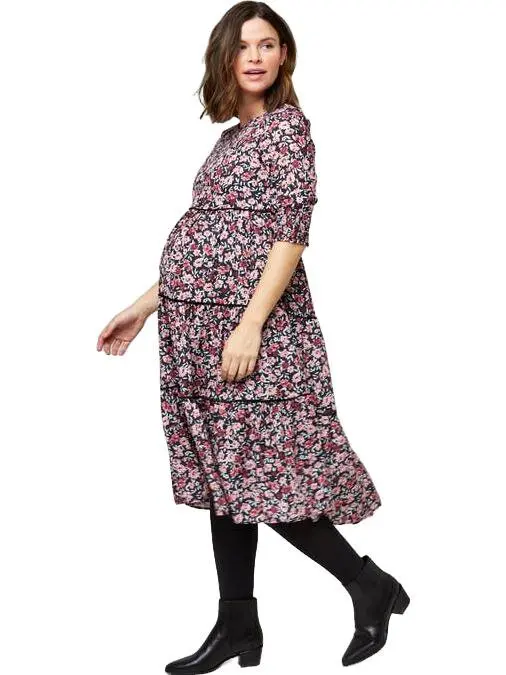 NOM MATERNITY Aurora Maternity & Nursing Dress - Winter Floral