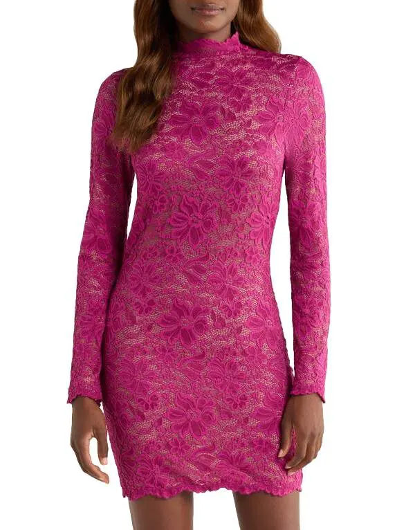 KILO BRAVA Long Sleeve Lace Minidress - Boysenberry
