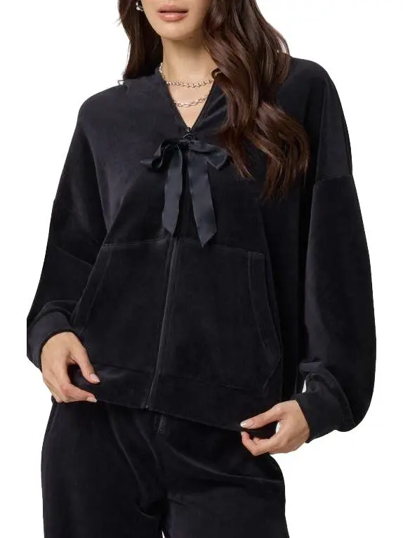 FLORENCE BY MILLS Velour Bow Hoodie - Black