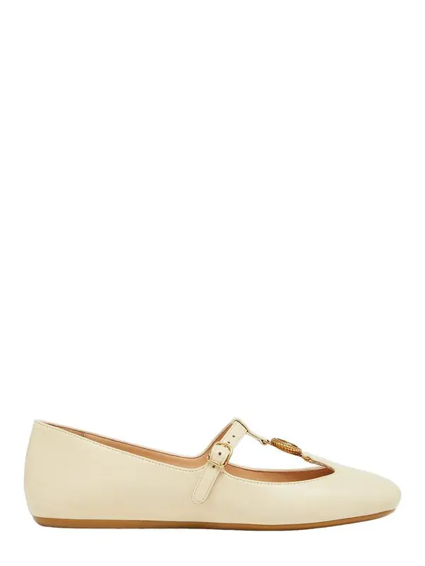 Chloé Leonore Leather Ballerina Flats - Smoky Beig