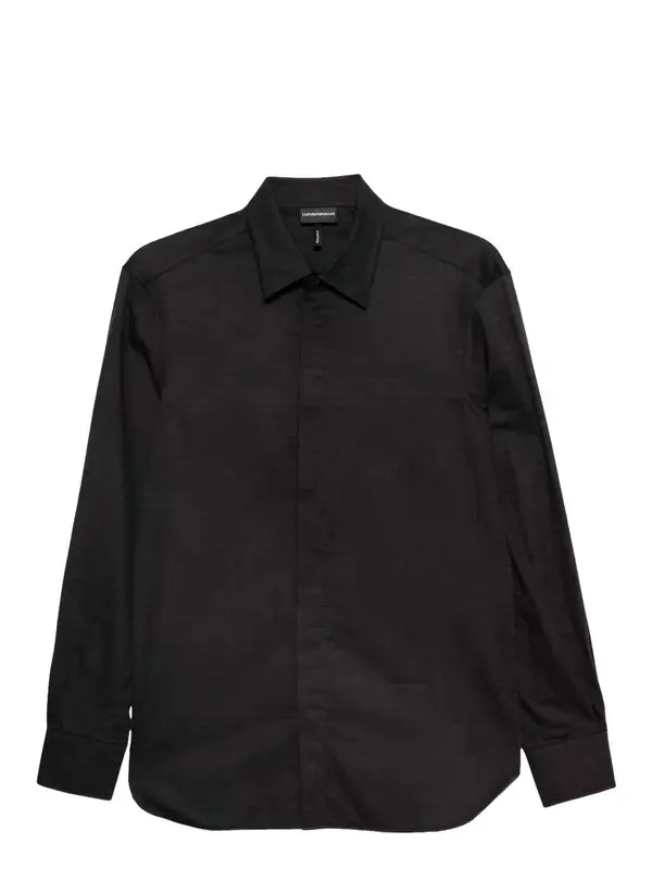 Emporio Armani Cotton Long-sleeve Shirt - Black