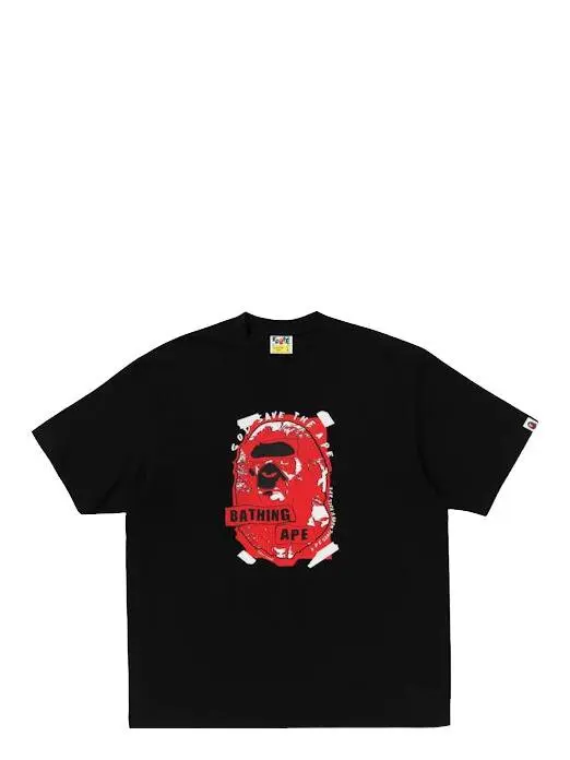 A BATHING APE Graffiti Ape Head Relaxed Fit Tee Shirt - Black