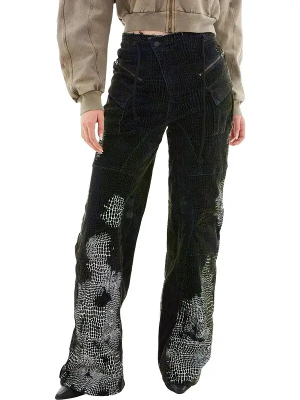 Ottolinger Snake-effect Wide-leg Jeans - Black