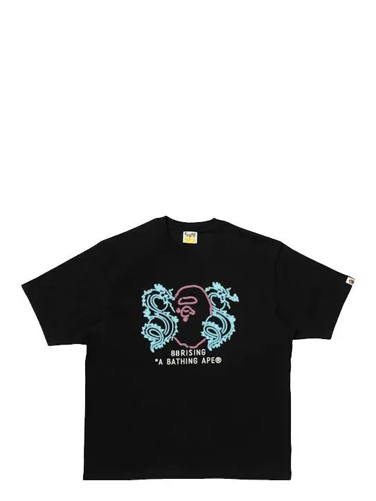 A BATHING APE X 88rising Neon Logo Relaxed Fit Tee Shirt - Black