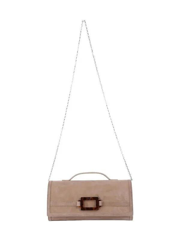 ROGER VIVIER Belle Vivier Leather Clutch - Brown