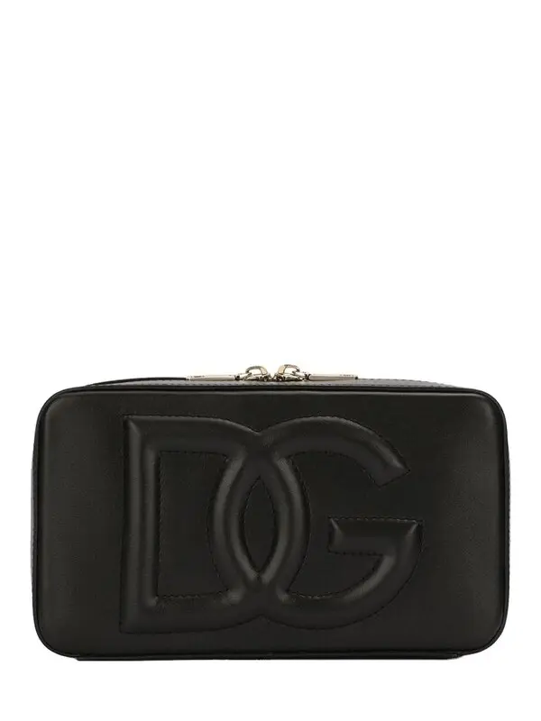 Dolce & Gabbana Leather Camera Bag With Embossed Logo - Black