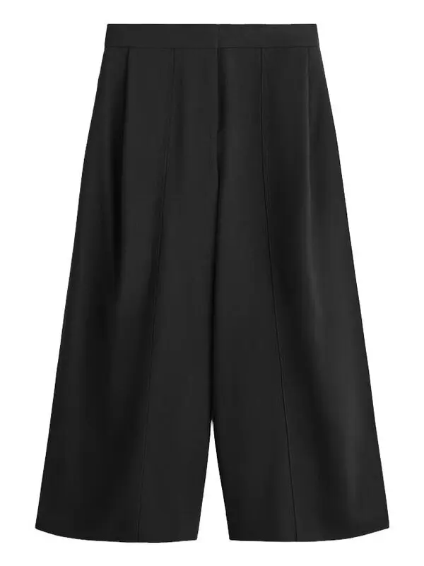 Cos Pleated Merino Wool Blend Culottes - Black