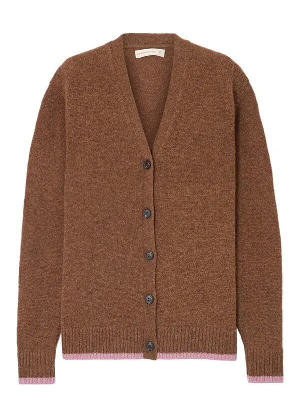 Daughter Shetland Wool Longline Cardigan - Brown