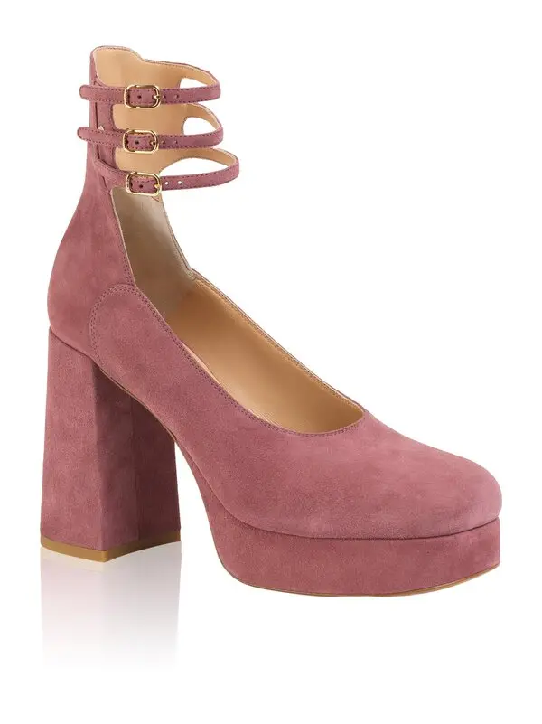 Chloé Loti Suede Platform Pumps - Purple