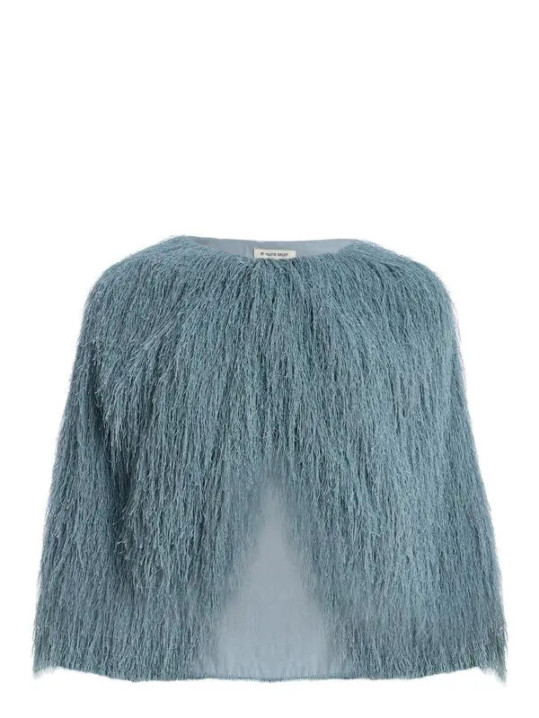BY MALENE BIRGER Pinla Fringed Cape Top - Light Blue