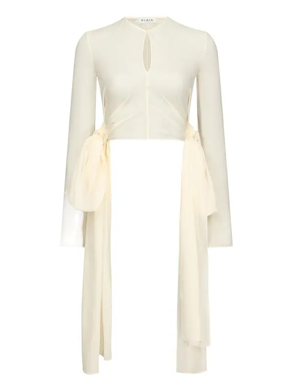 Alaïa Bow-detailed Jersey Blouse - Ivory