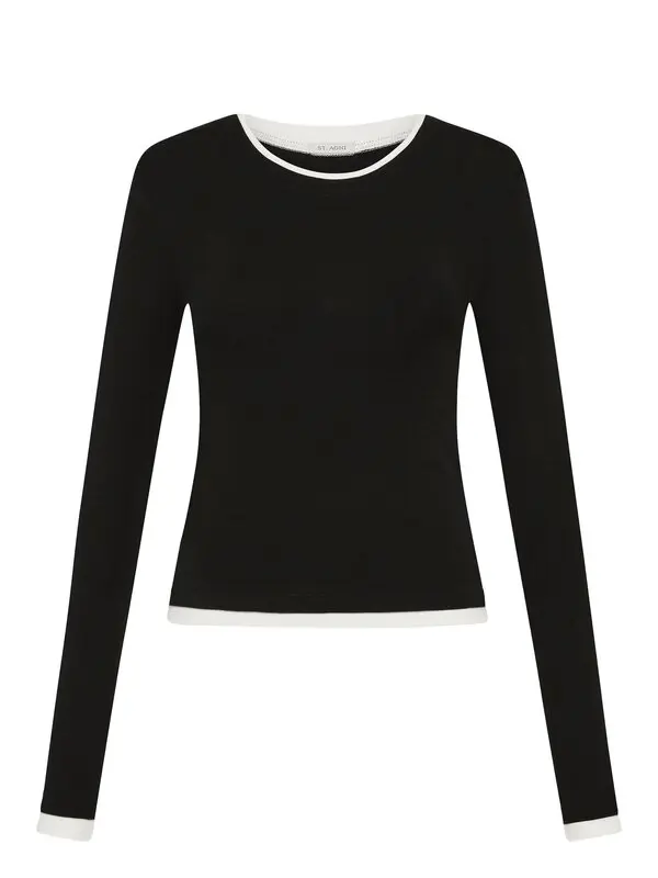 ST. AGNI Organic Cotton Long Sleeve Top - Black