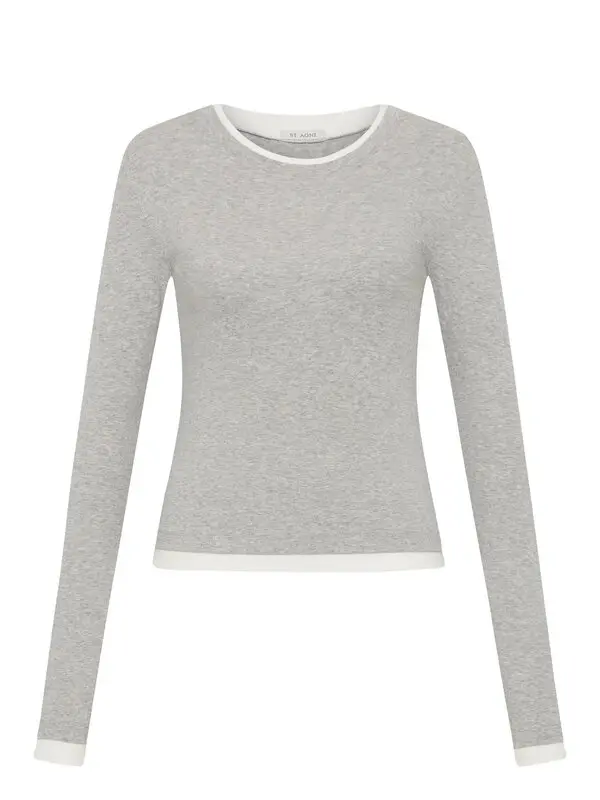 ST. AGNI Organic Cotton Long Sleeve Top - Grey