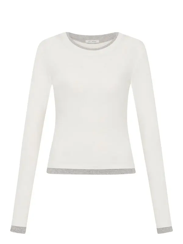 ST. AGNI Organic Cotton Long Sleeve Top - White