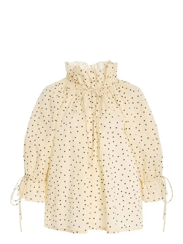 BY MALENE BIRGER Polka Dot Cotton Voile Top - Black,white