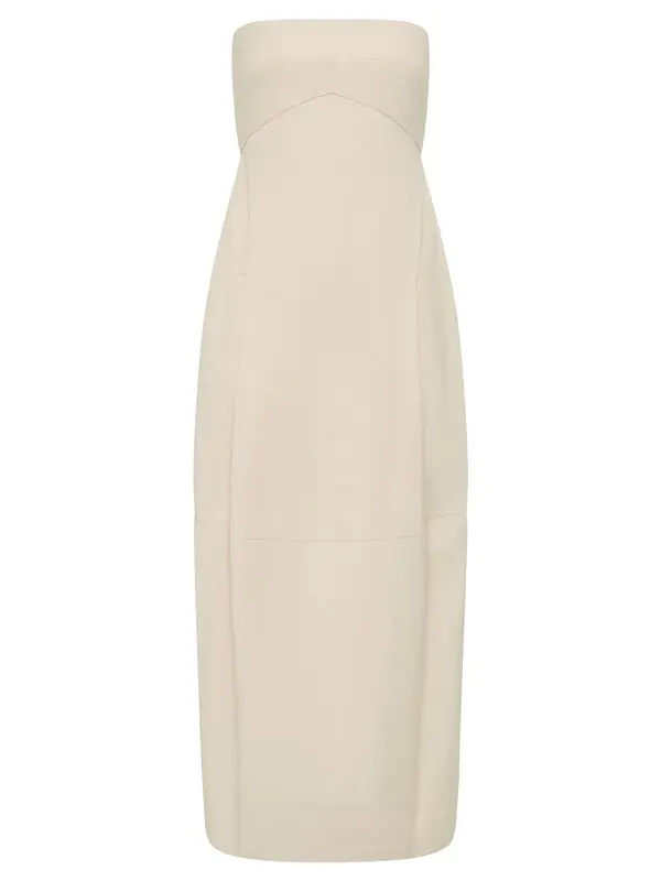 ST. AGNI Cocoon Canvas Midi Dress - Off-white