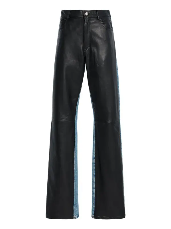 HAIKURE Star Leather And Denim High-rise Straight-leg Jeans - Dark Wash