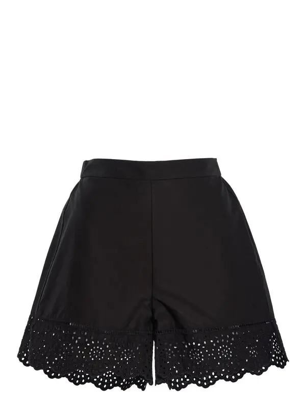 BY MALENE BIRGER Eyelet-detailed Cotton Shorts - Black