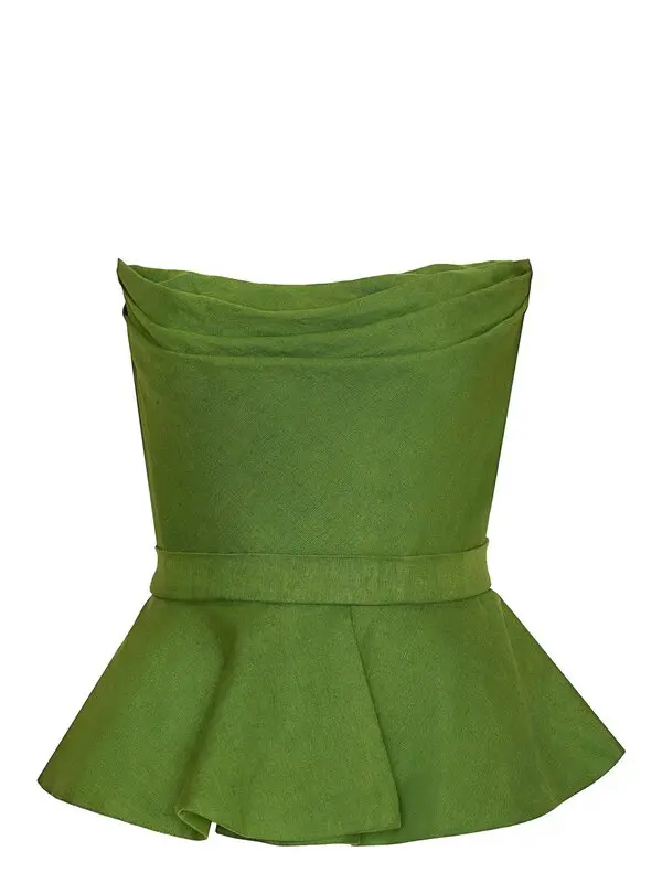 ANDRES OTALORA Oliva Profundo Linen Top - Green
