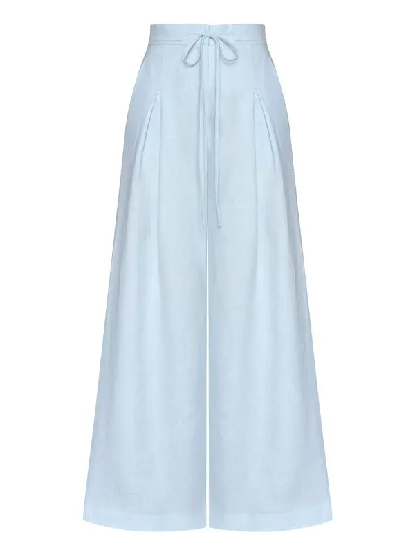 ANDRES OTALORA Mi Diario Wide-leg Linen Pants - Light Blue