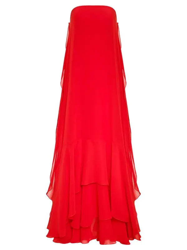 ANDRES OTALORA Chiffon Strapless Maxi Dress - Red