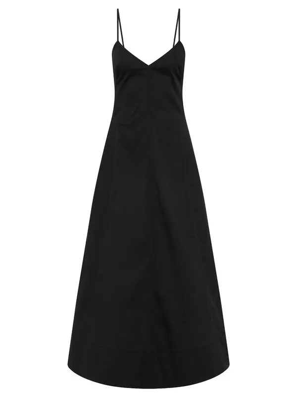 ST. AGNI Structured Cotton Midi Dress - Black