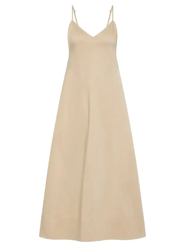 ST. AGNI Structured Cotton Midi Dress - Neutral