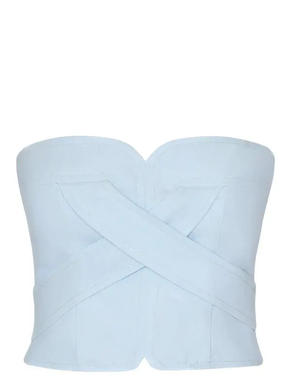 ANDRES OTALORA Sea Incierto Linen Cropped Top - Light Blue