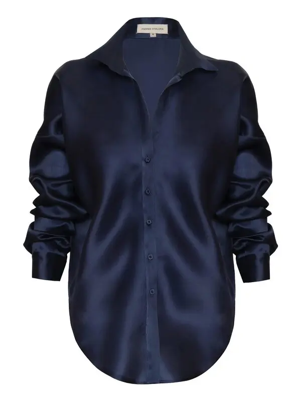 ANDRES OTALORA Purifica Silk Shirt - Navy