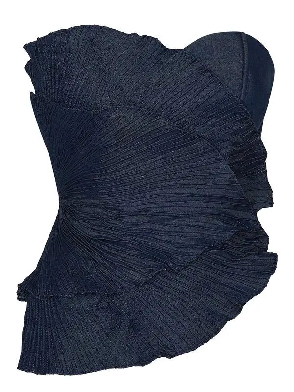 ANDRES OTALORA Mediterranea Pleated Top - Navy