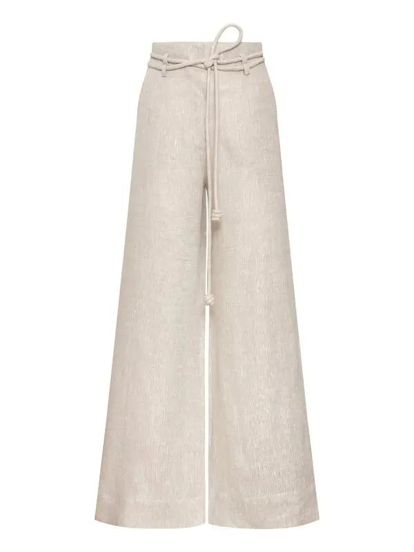ANDRES OTALORA Islas Griegas Linen Wide-leg Pants - Taupe