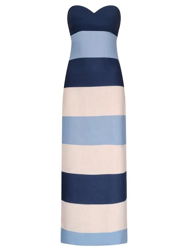 ANDRES OTALORA Striped Linen Maxi Dress - Print