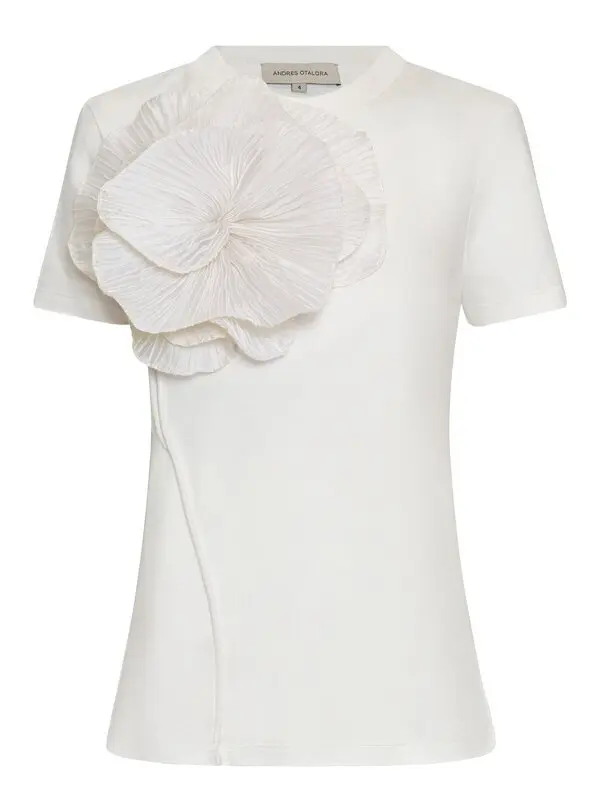 ANDRES OTALORA Malta Floral-embellished T-shirt - Off-white